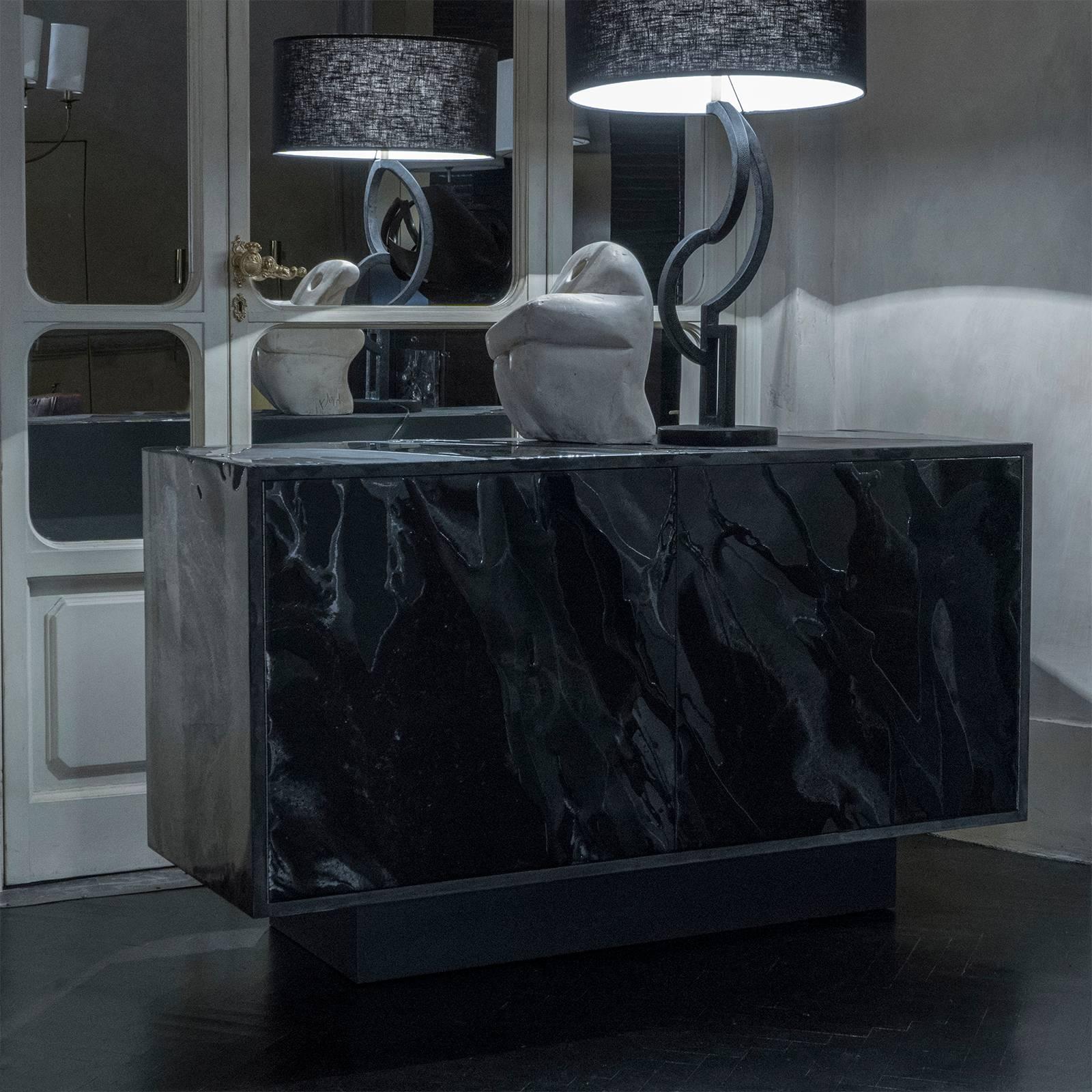 Contemporary Multilayered Black Resin Sideboard at 1stDibs