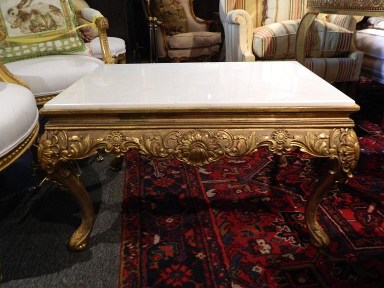 Italian Louis XV Style Giltwood Coffee Table with a Marble Top, 19th ...