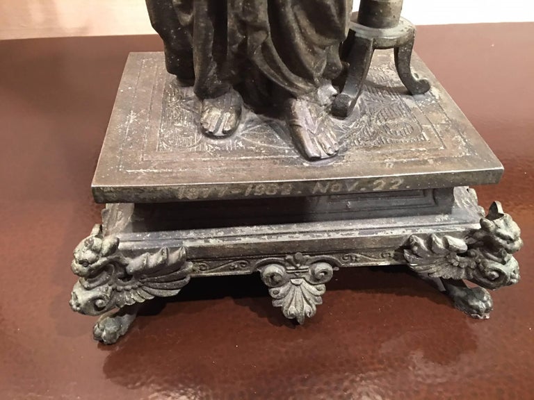 Pair of Lady Figures on Pedestals Adapted as Lamps, Late 19th-Early ...