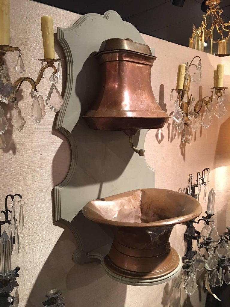 French Copper Lavabo with Brass Accents on Later Board, 18th Century ...