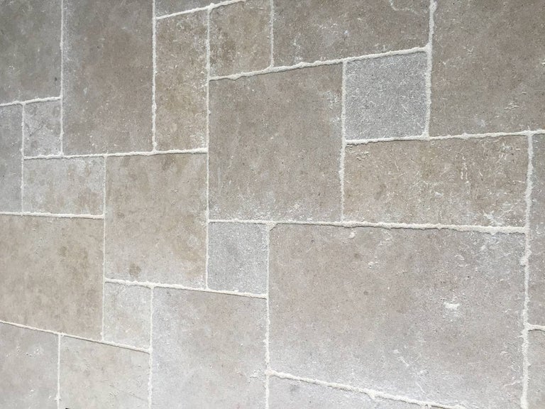 French Limestone Flooring with Antique Hand-Finishing Random Pattern ...