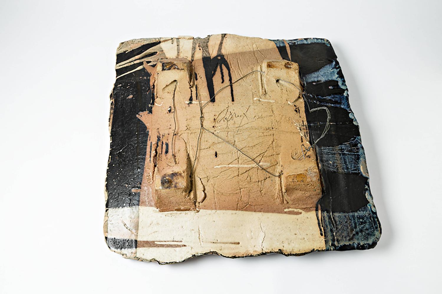 Big Wall Decorative Stoneware Plate, Sculpture by Claude Champy, 1984 ...