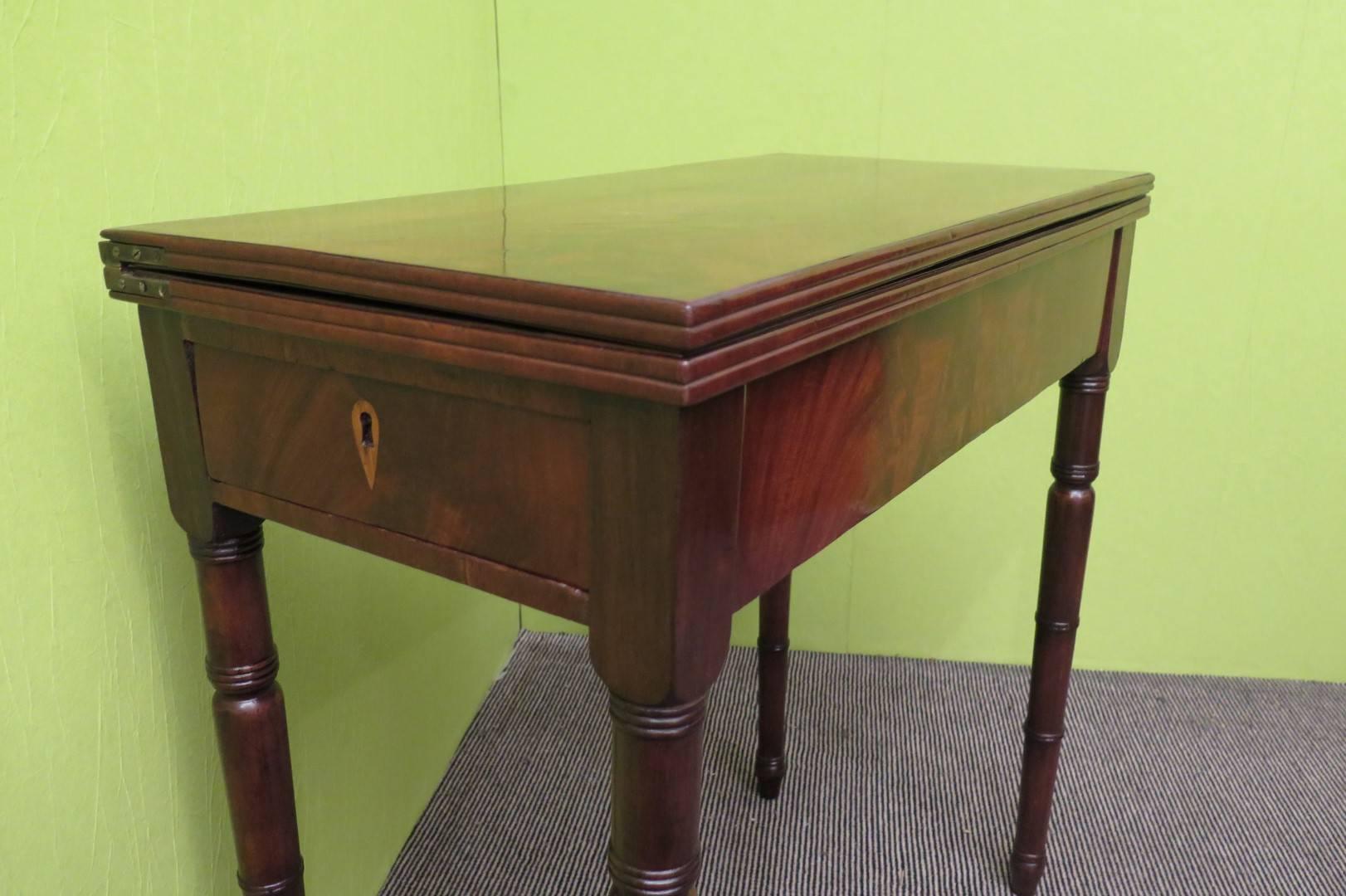 Mid-19th Century Openable Walnut Card Table, 1850 For Sale at 1stDibs
