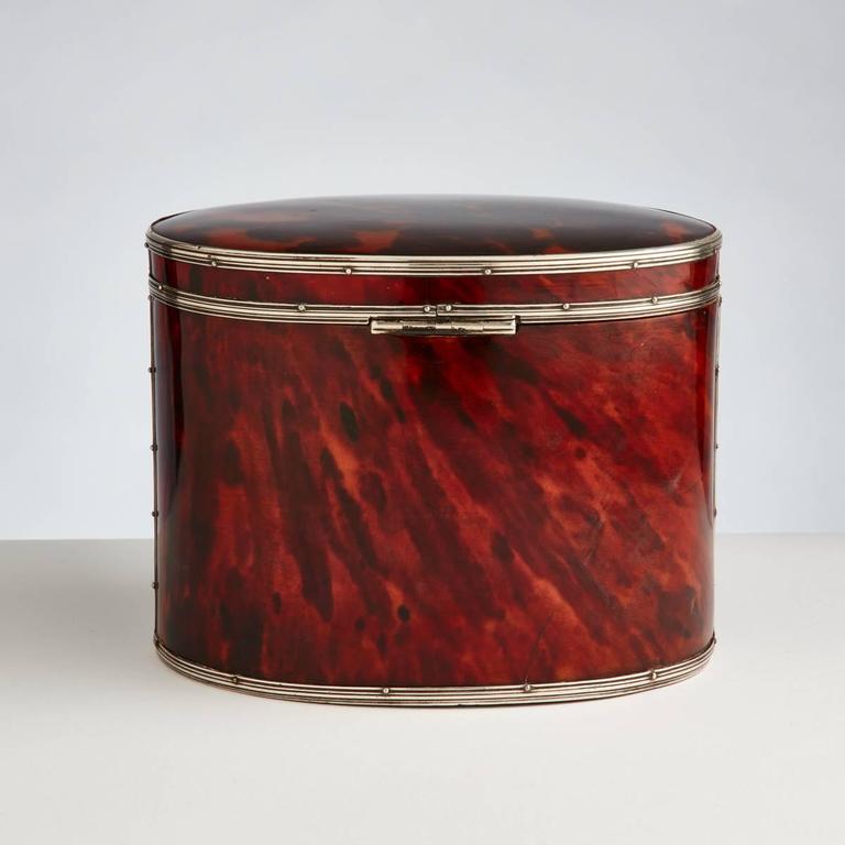 Antique Georgian Red Tortoiseshell Tea Caddy in Oval Form, circa 1800 ...