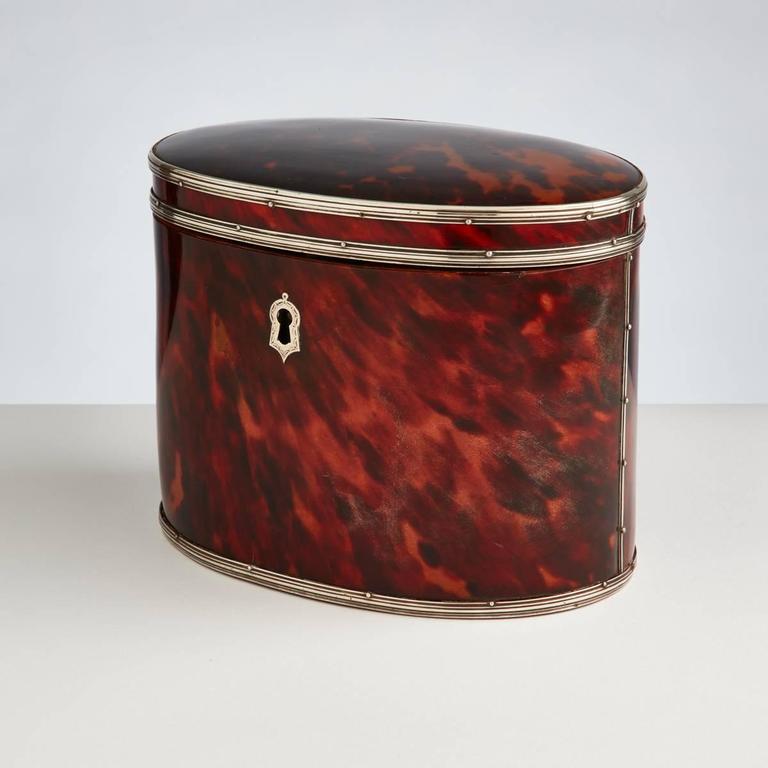 Antique Georgian Red Tortoiseshell Tea Caddy in Oval Form, circa 1800 ...