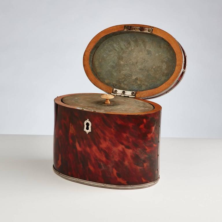 Antique Georgian Red Tortoiseshell Tea Caddy in Oval Form, circa 1800 ...