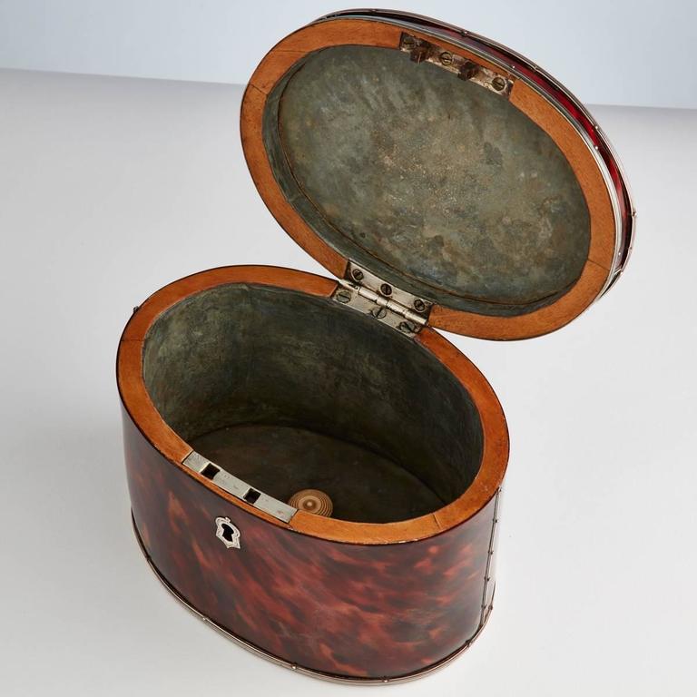 Antique Georgian Red Tortoiseshell Tea Caddy in Oval Form, circa 1800 ...