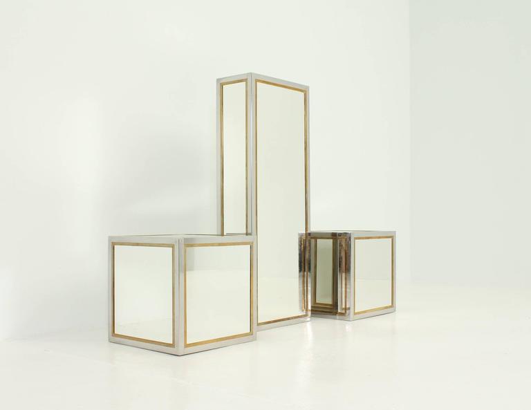 Set of Mirrored Cubes Pedestals or Tables at 1stDibs