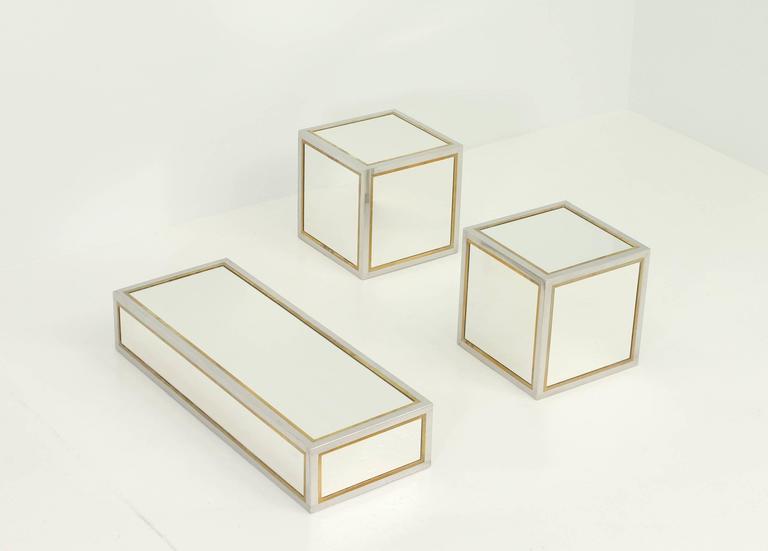 Set of Mirrored Cubes Pedestals or Tables at 1stDibs