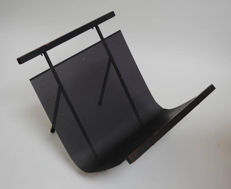Modernist Perforated Steel Magazine Rack at 1stDibs