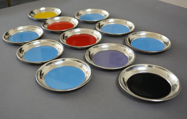 Towle Sterling and Enamel Coasters at 1stDibs