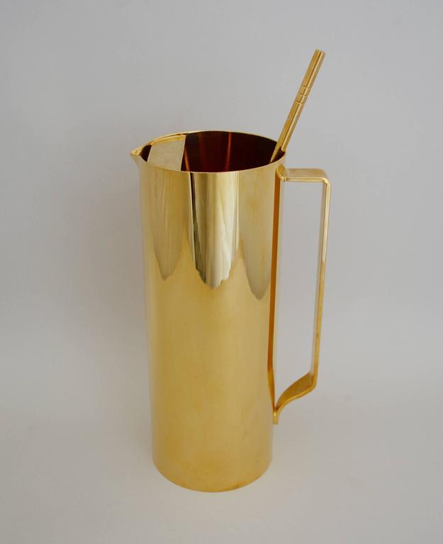 Gold Plated Modernist Cocktail Pitcher at 1stDibs