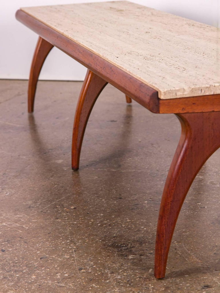 Mid-Century Modern Travertine Bench with Curved Spider Legs For Sale at ...