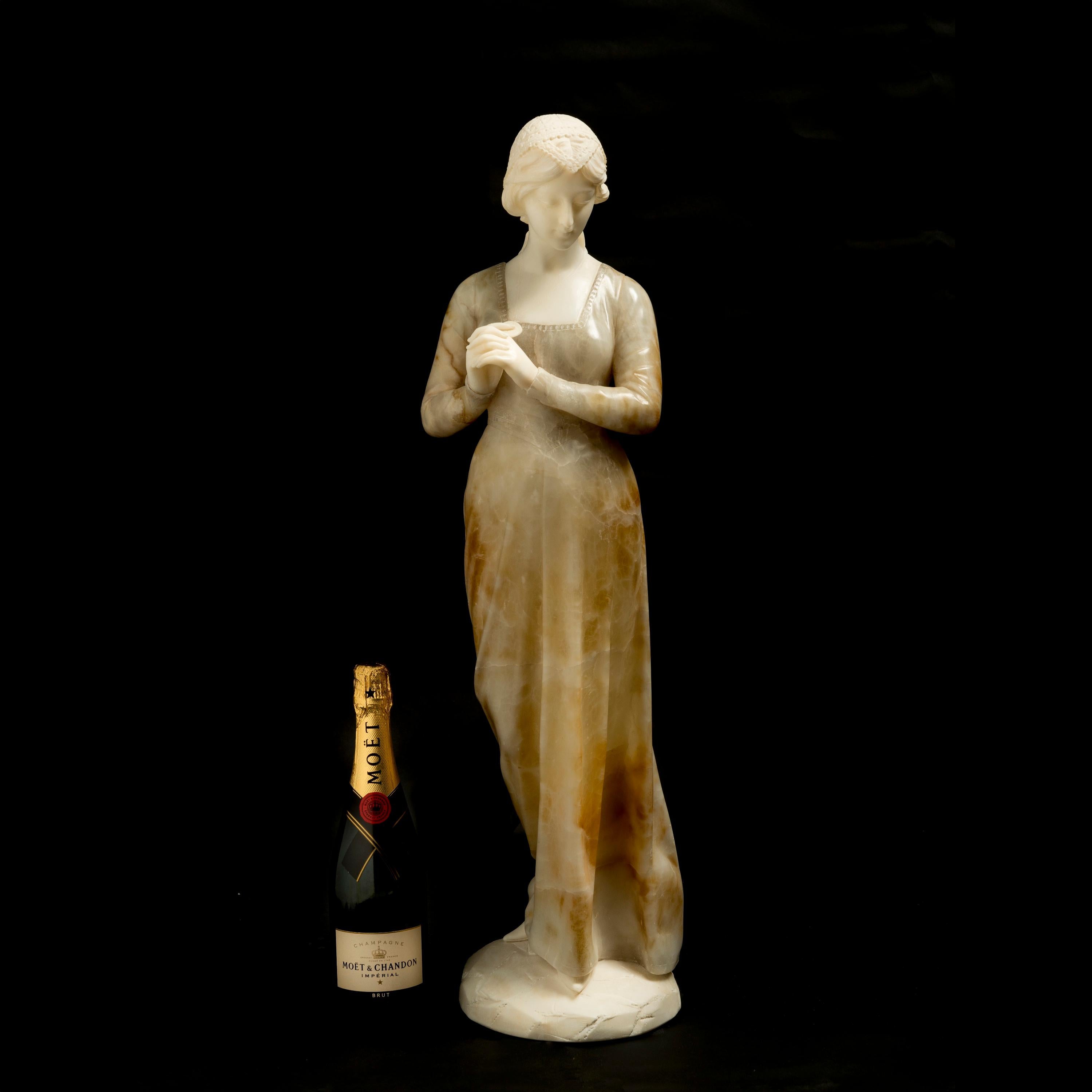19th Century Italian Belle Époque Alabaster Sculpture by Emilio Fiaschi ...