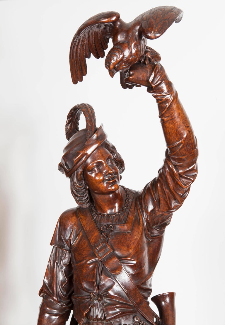 Pair of Italian Monumental Carved Figures on Plinths, 19th Century For ...