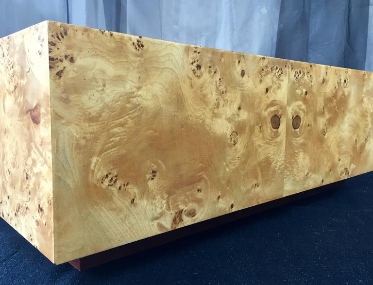 Expansive Burl Wood Floating Coffee Table Attributed to Milo Baughman ...