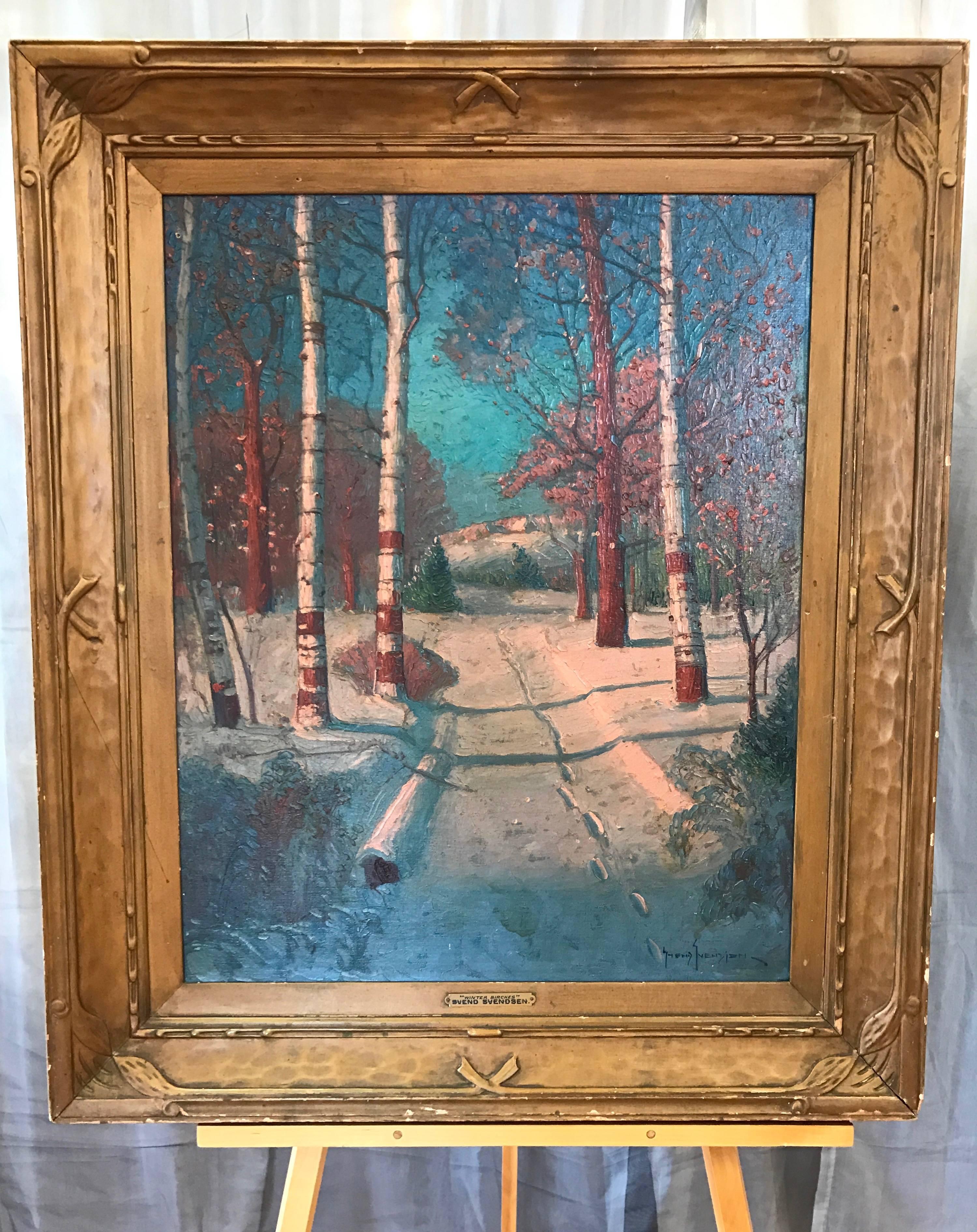 Sven Svendsen “Winter Birches” Impressionist Oil Painting at 1stDibs ...