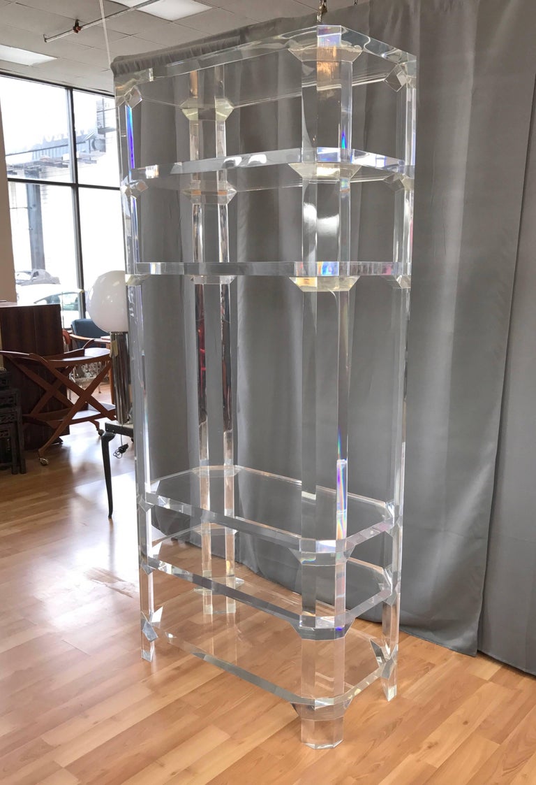 Towering Faceted Lucite Étagère at 1stDibs