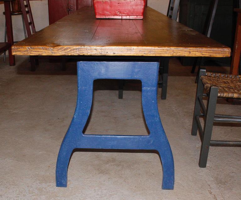Long Industrial Work Table For Sale at 1stDibs