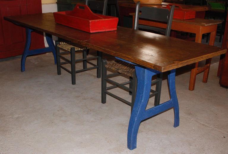 Long Industrial Work Table For Sale at 1stDibs