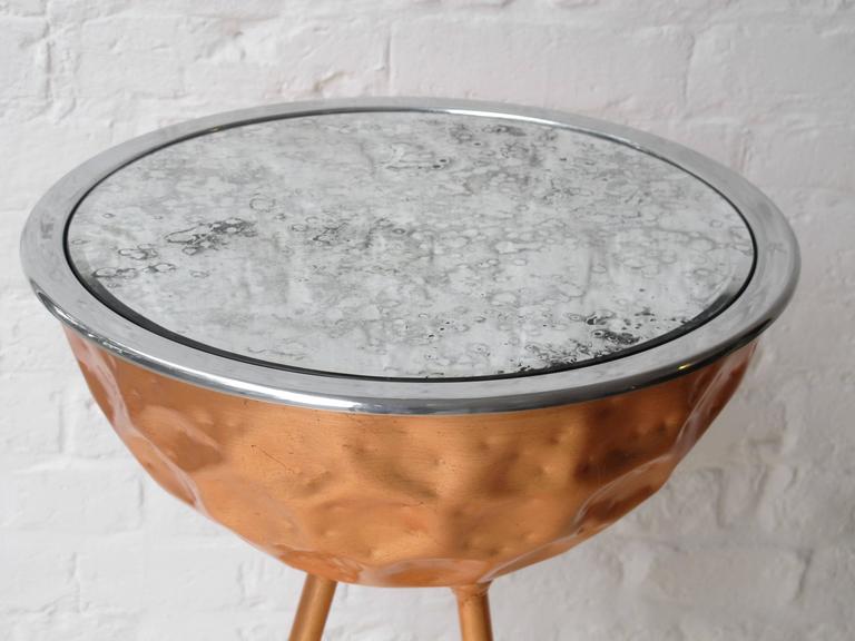 ‘Flamingo’ Ice Bucket Side Table in Copper Leaf by Johntomjoe at 1stDibs