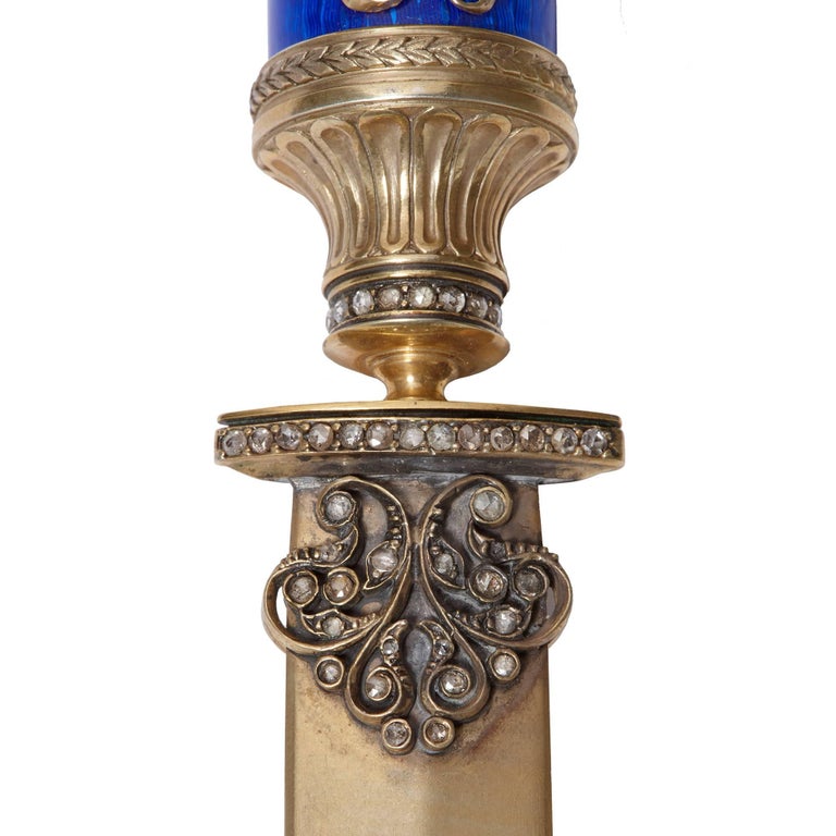 Fabergé Style Three-Piece Russian Desk Set in Diamond, Enamel and ...