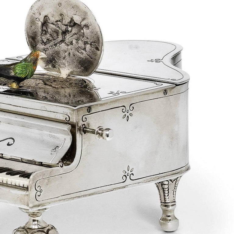 Antique German Silver Music Box in the Form of a Grand Piano For Sale ...