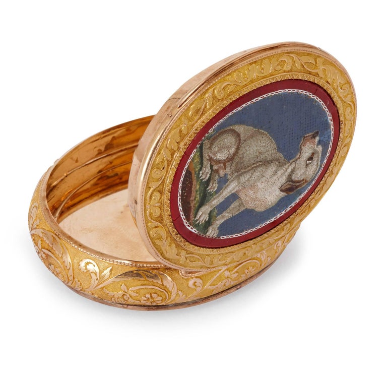 Pill Box Set in Gold with Italian Micromosaic Panels by Christian ...