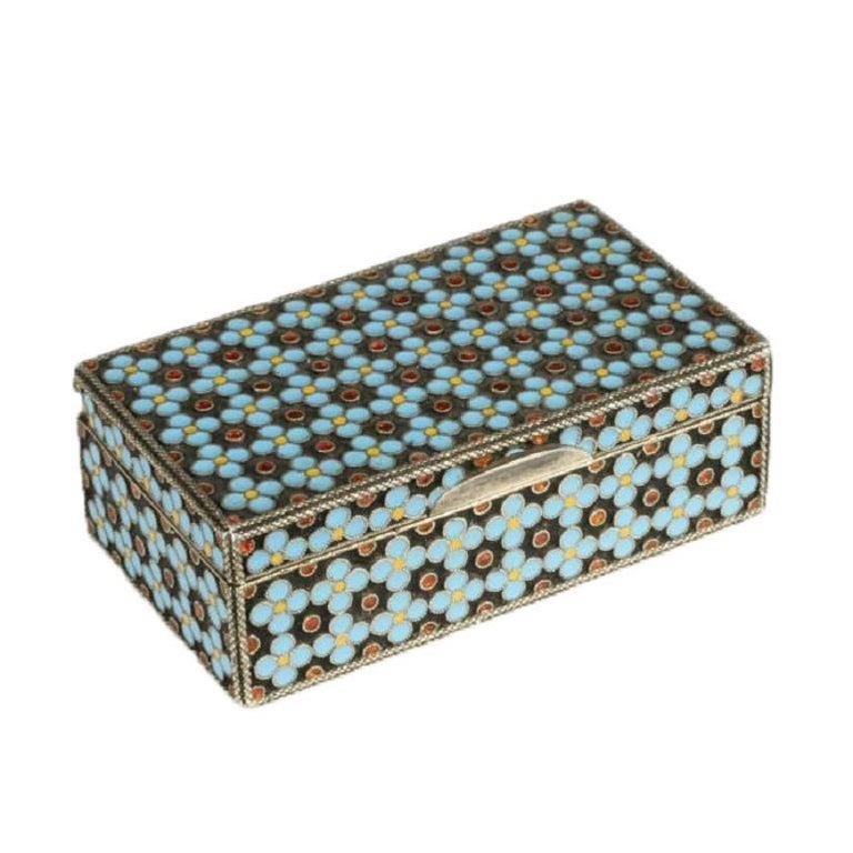Grachev Brothers Russian Silver Gilt and Cloisonné Enamel Snuff Box at ...