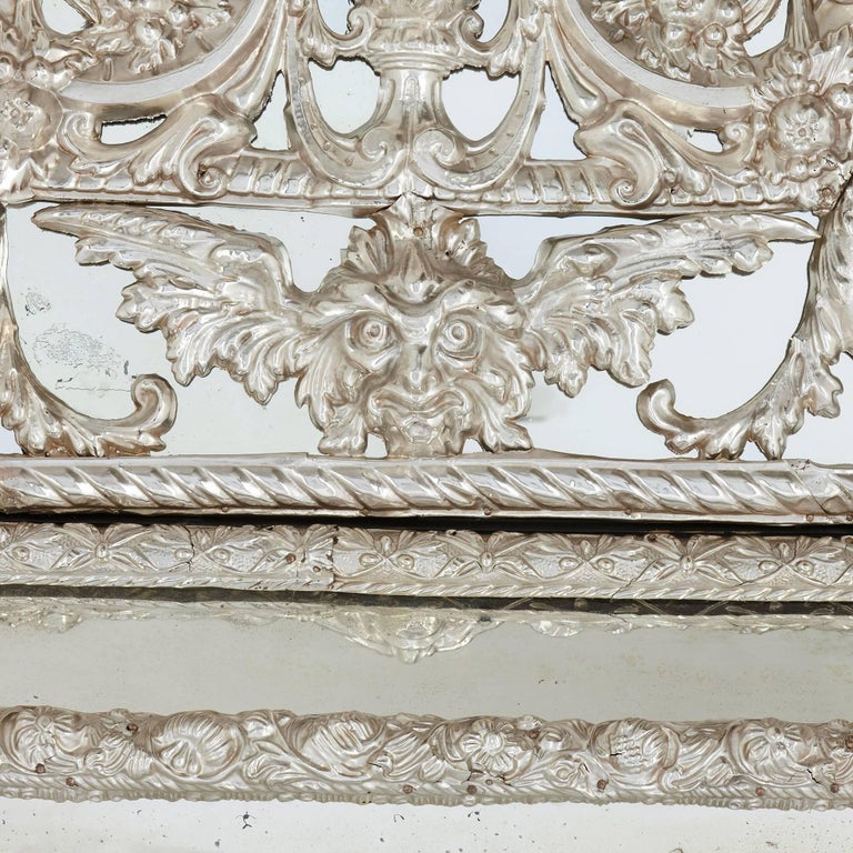 Large rectangular antique silvered French mirror in the Baroque style ...