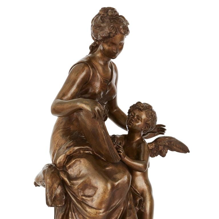 Antique French Patinated Bronze Group by Moreau at 1stDibs