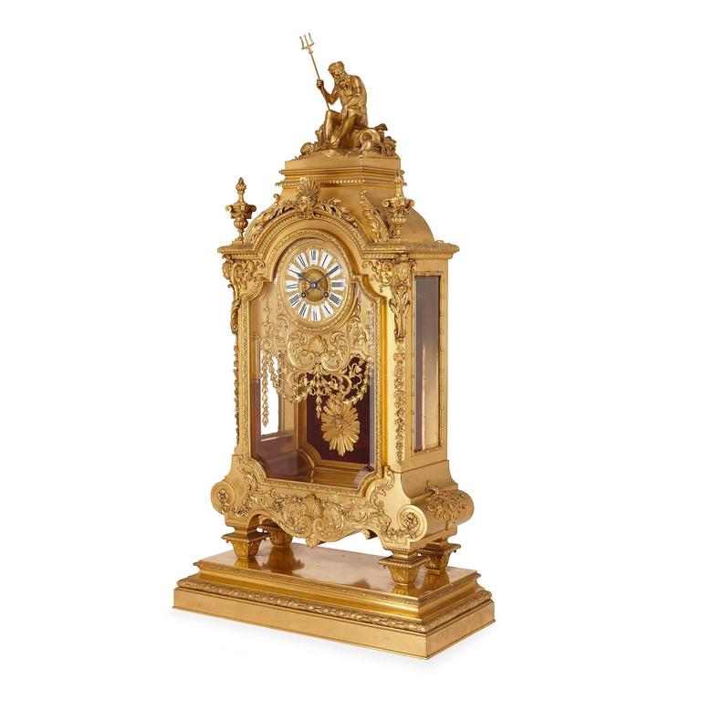 Large French Antique Ormolu Mantel Clock by Ferdinand Barbedienne at ...