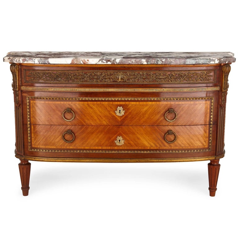 Antique French Marble Topped Louis XVI Style Commode For Sale at 1stDibs