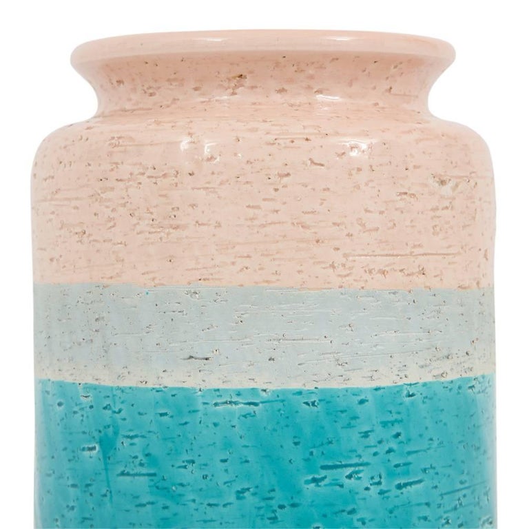 Bitossi Ceramic Vase Turquoise Pink Signed Italy at 1stDibs