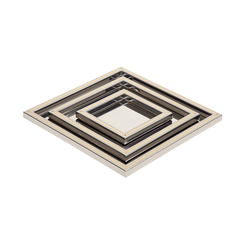 Willy Rizzo Nesting Trays, Brass, Stainless Steel, Signed For Sale at ...
