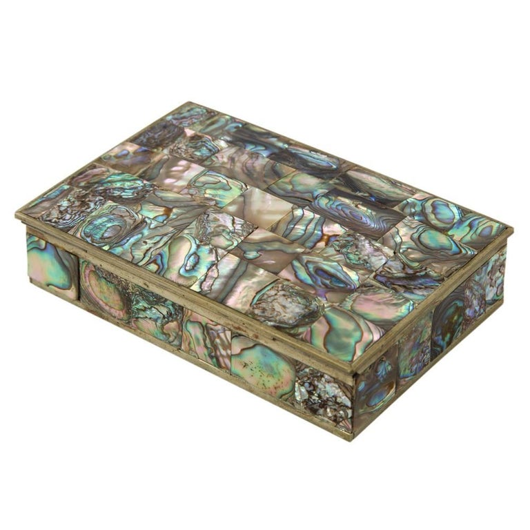 Alpaca Abalone Box Hinged Signed Mexico 1960s at 1stDibs