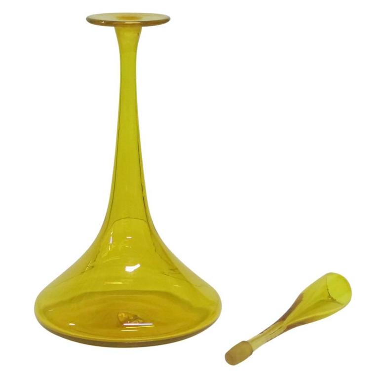 Blenko Glass Decanter, Jonquil Yellow at 1stDibs
