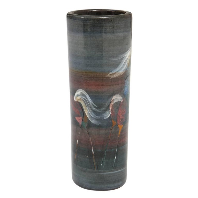 Polia Pillin Vase, Ceramic, Green, Red and Pink, Signed For Sale at ...