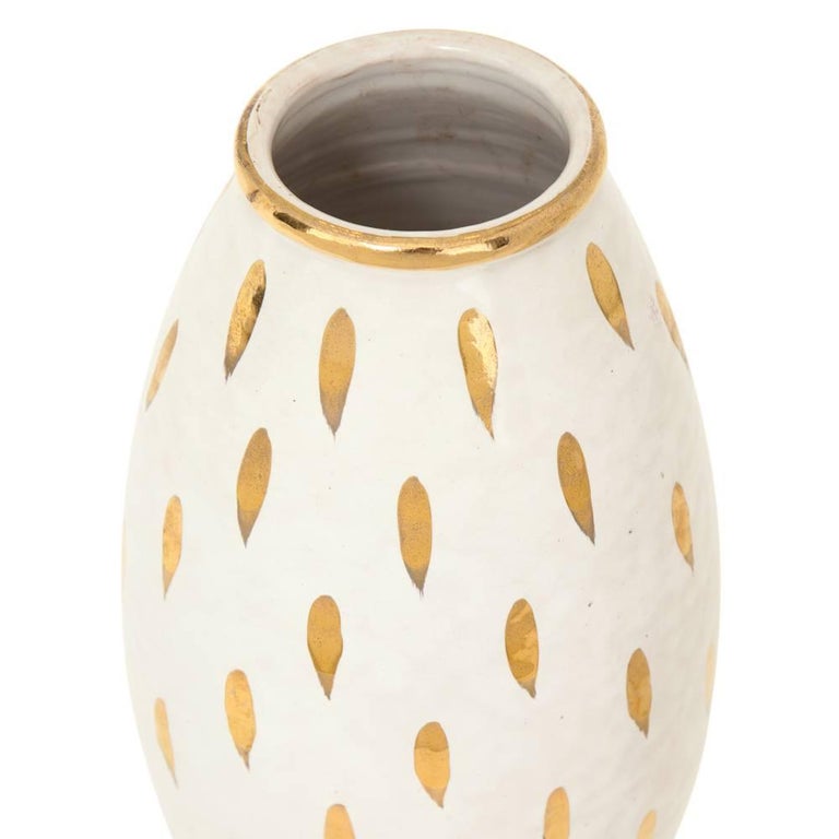 Bitossi Ceramic Vases Pottery Gold White Piume Feather Signed, Italy ...