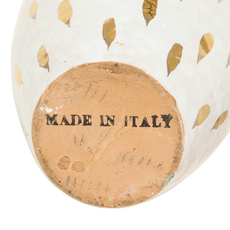 Bitossi Ceramic Vases Pottery Gold White Piume Feather Signed, Italy ...