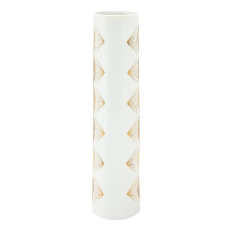 Furstenberg Vase, Porcelain, Op Art, Gold, White, Signed For Sale at ...