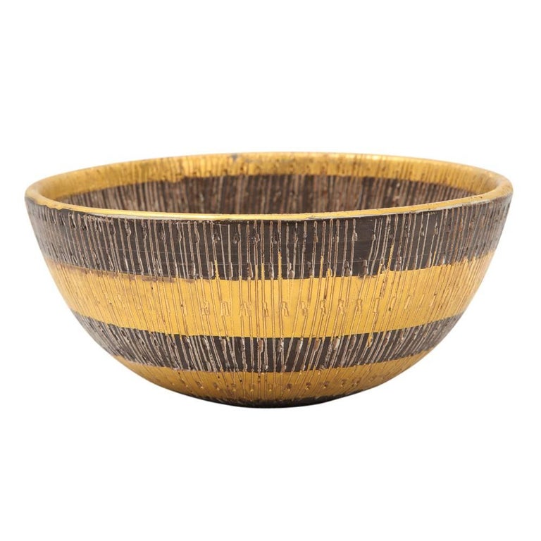 Bitossi Ceramic Bowl Gold Seta Bowl Signed, Italy, 1960s at 1stDibs