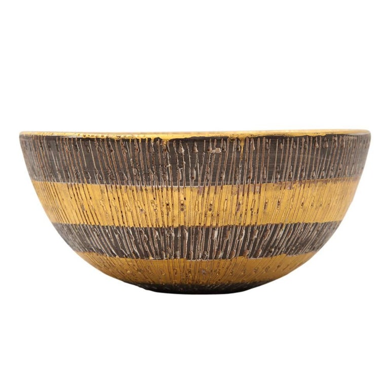 Bitossi Ceramic Bowl Gold Seta Bowl Signed, Italy, 1960s at 1stDibs ...