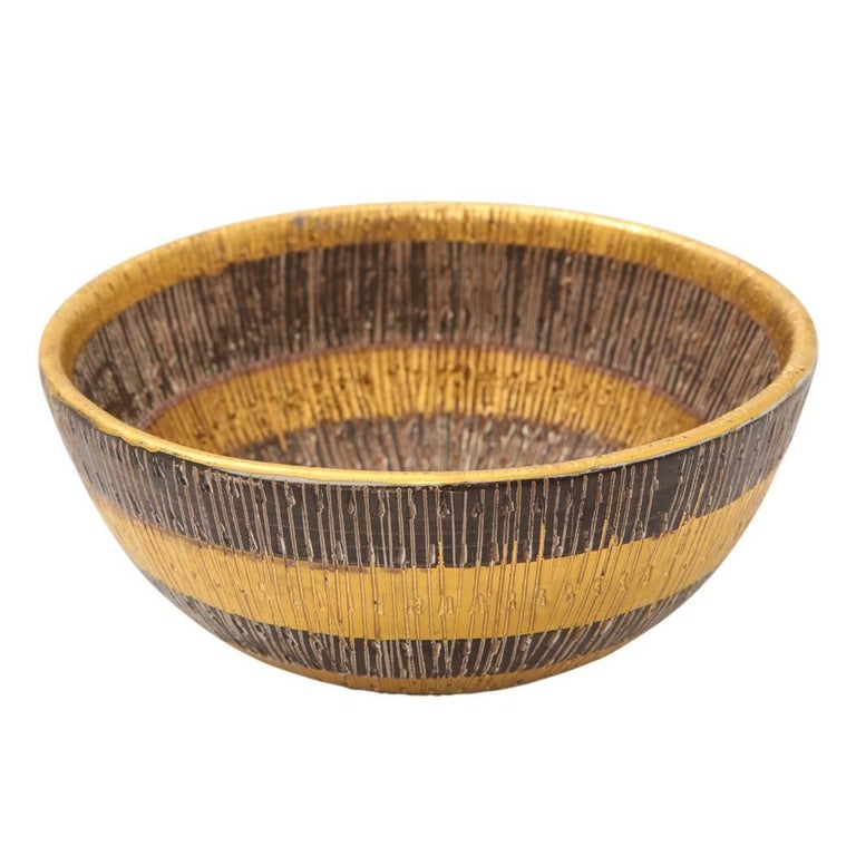 Bitossi Ceramic Bowl Gold Seta Bowl Signed, Italy, 1960s at 1stDibs ...