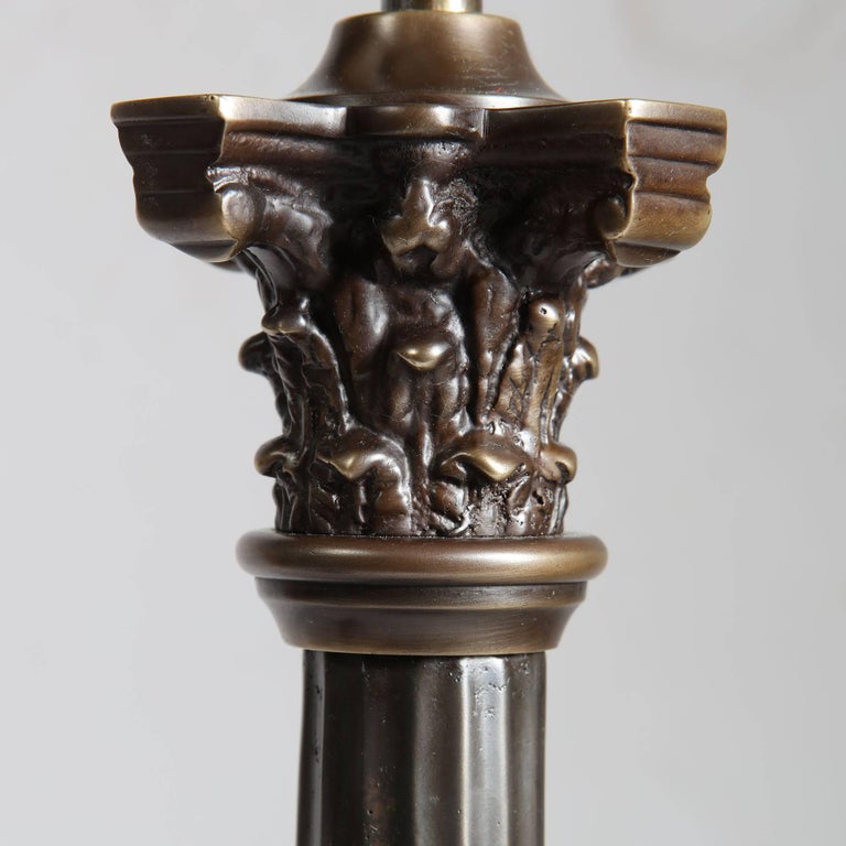 Pair of Bronze Column Lamps at 1stDibs