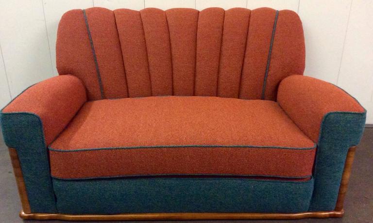 Art Deco Shell Back Sofa, Newly Upholstered at 1stDibs | art deco shell ...