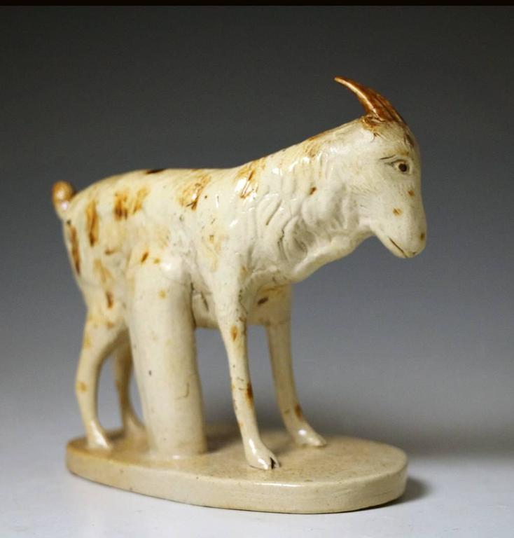 Antique Salt Glaze Buff Colored Stoneware Figure of a Standing Goat ...