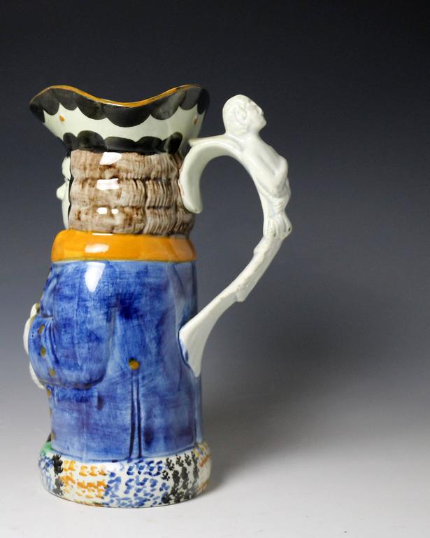 Antique English Prattware Pottery Toby Jug, Early 19th Century ...