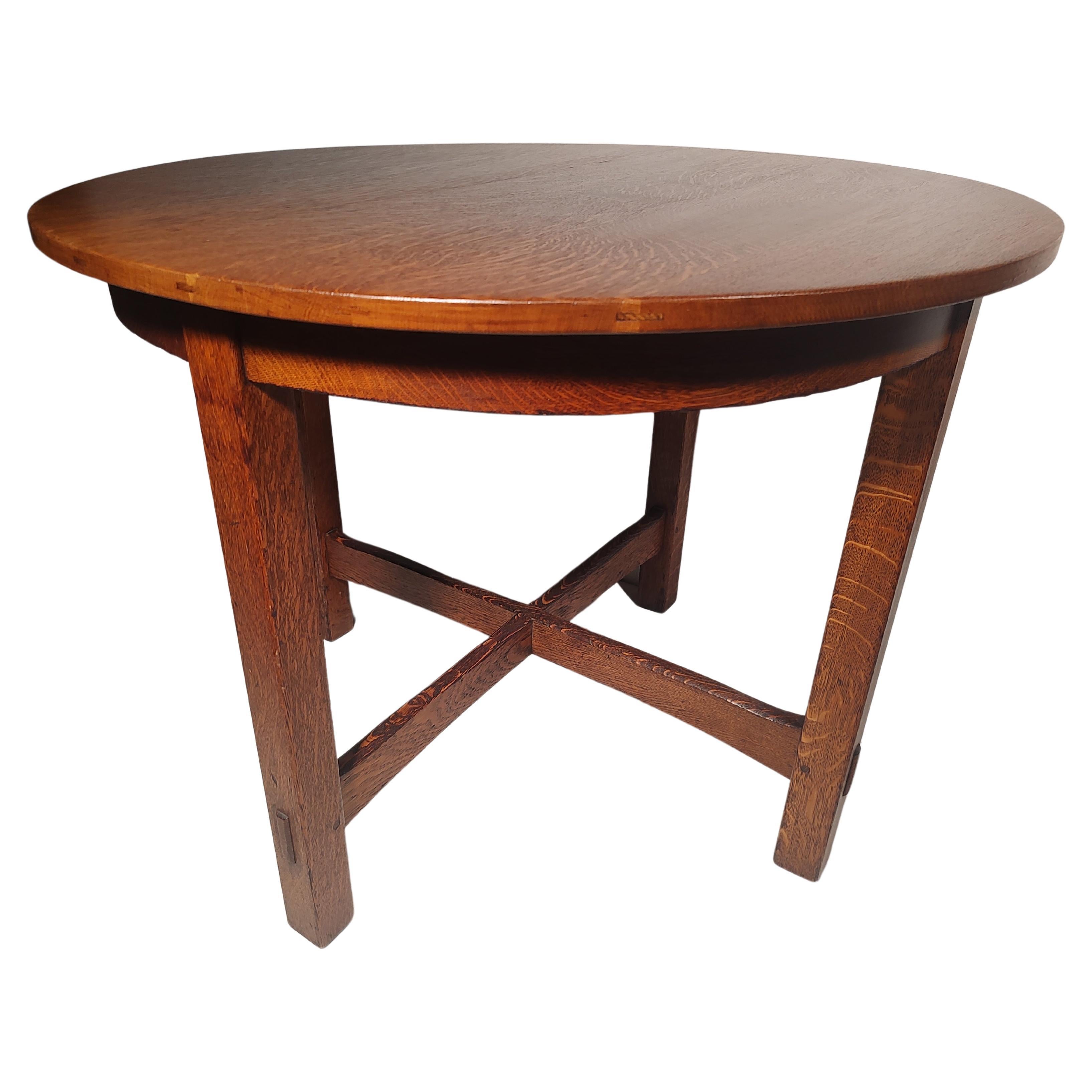 Antique Arts and Crafts L&JG Stickley Cat #718 Oak Dining Table, Circa ...