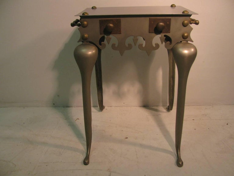 Mid-Century Stainless Footman Side Table For Sale at 1stDibs